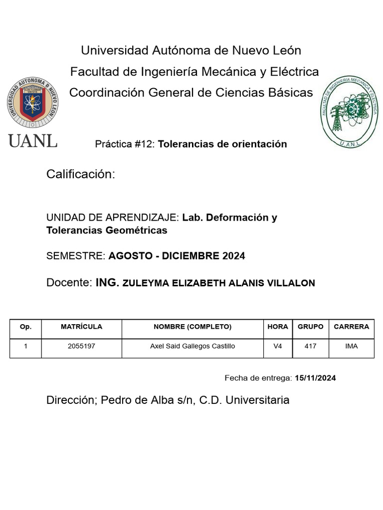 ASGC Práctica12 Lab.-DYTG | PDF | Tolerancia de ingeniería | Perpendicular