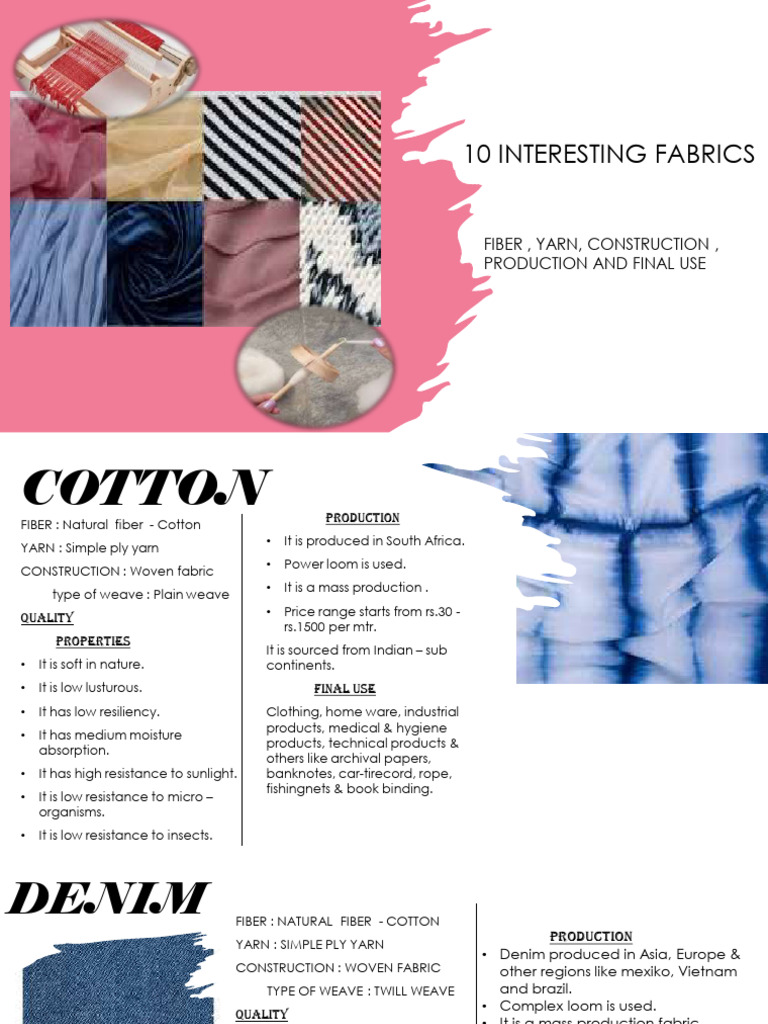 10 Interesting Fabrics | PDF | Textiles | Weaving