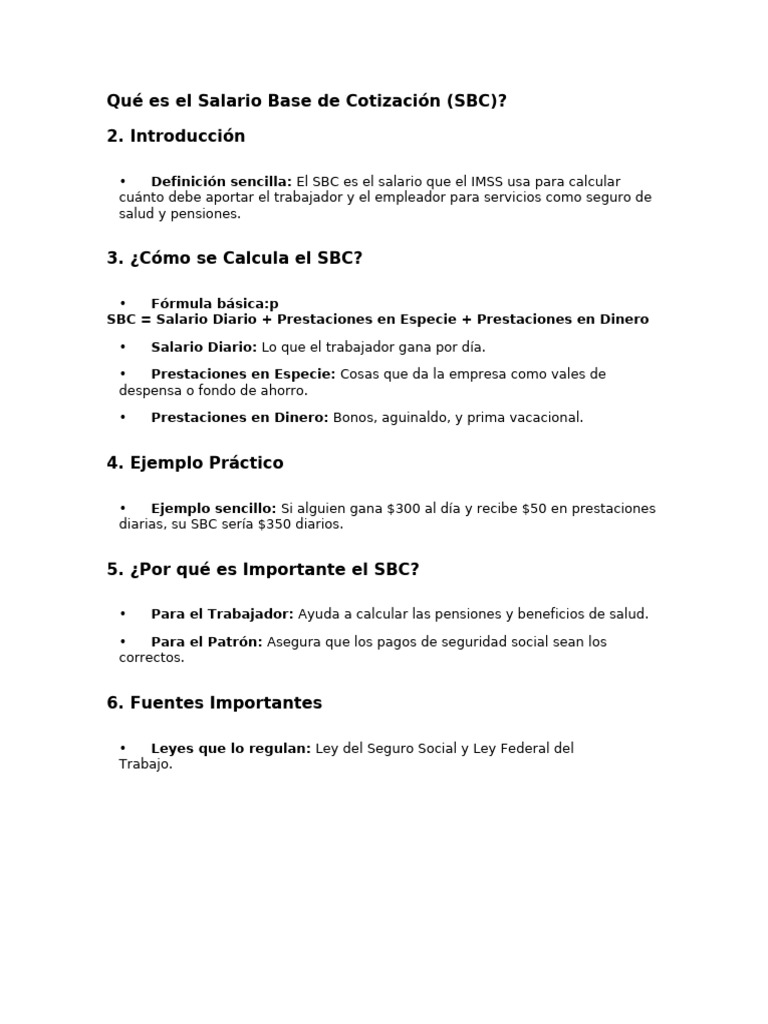 Qué Es El Salario Base de Cotización (SBC) ? 2. Introducción | PDF