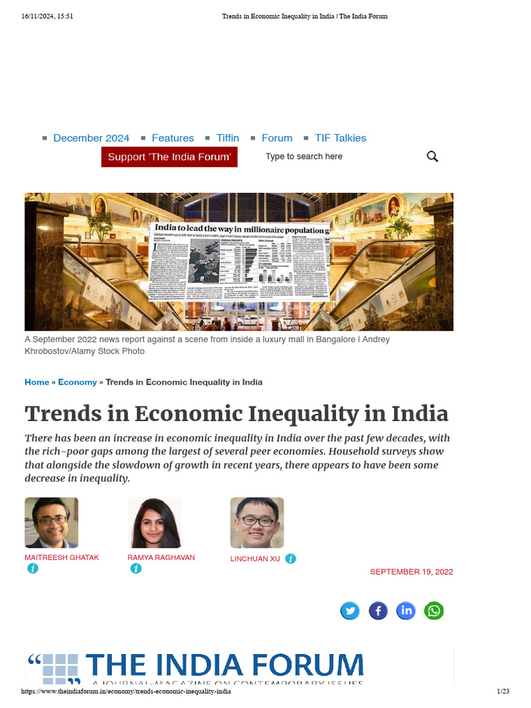 Trends in Economic Inequality in India - The India Forum | PDF ...