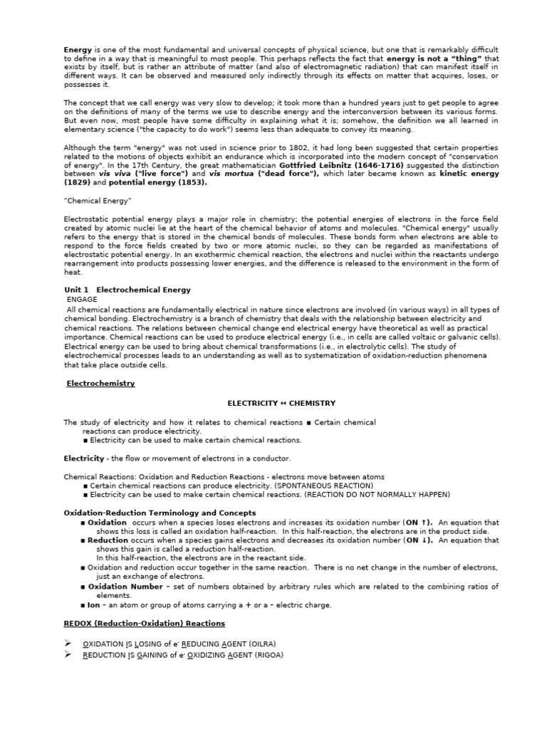 Module 1 - Unit 1 - Enggchem | PDF | Redox | Chemistry