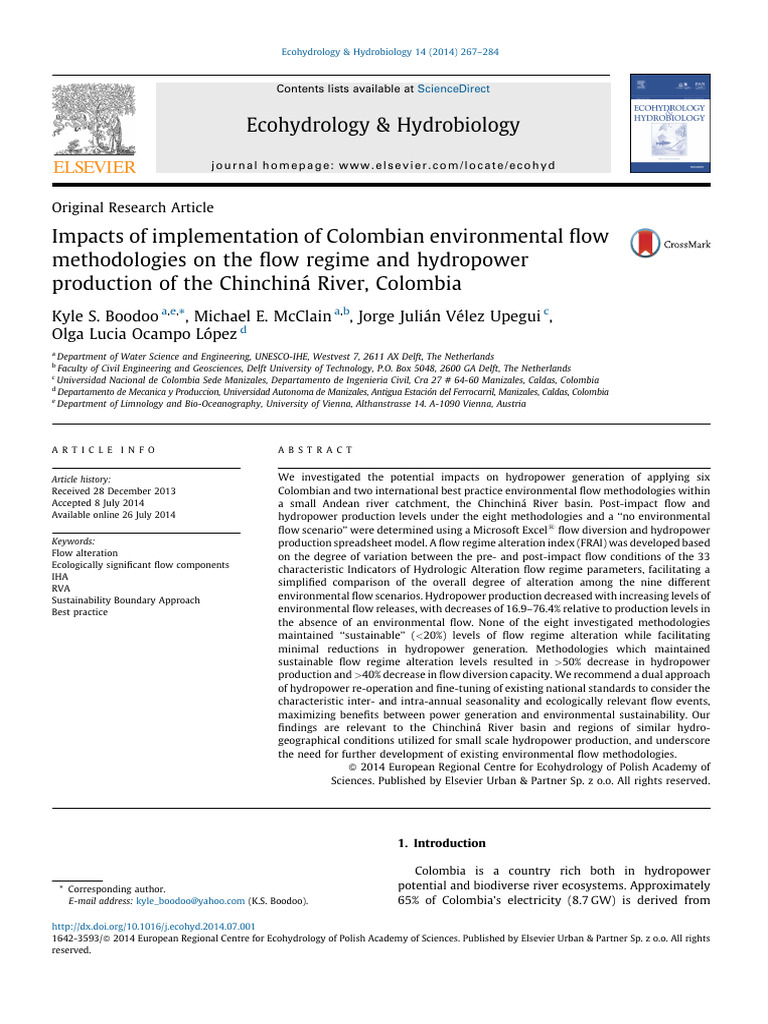 Colombian Environmental Flow Impact Study | PDF | Hydrology | Ecosystem
