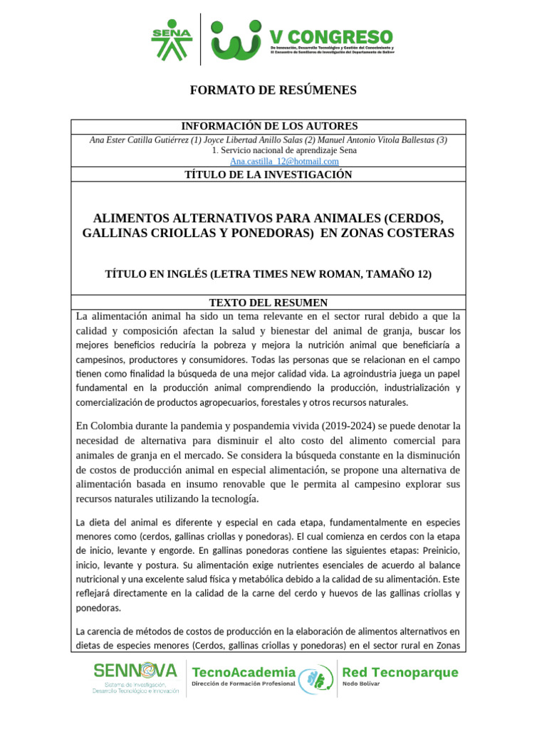 Resumen V Congreso (1) .. | PDF | Granjas | Alimentos