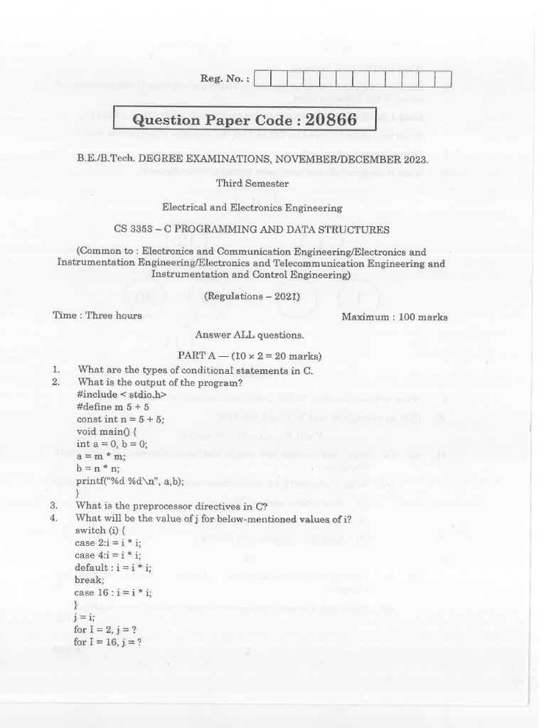 C Programming and Data Structures - CS3353 2021 Regulation - Semester ... C Programming and Data Structures - CS3353 2021 Regulation - Semester ...
