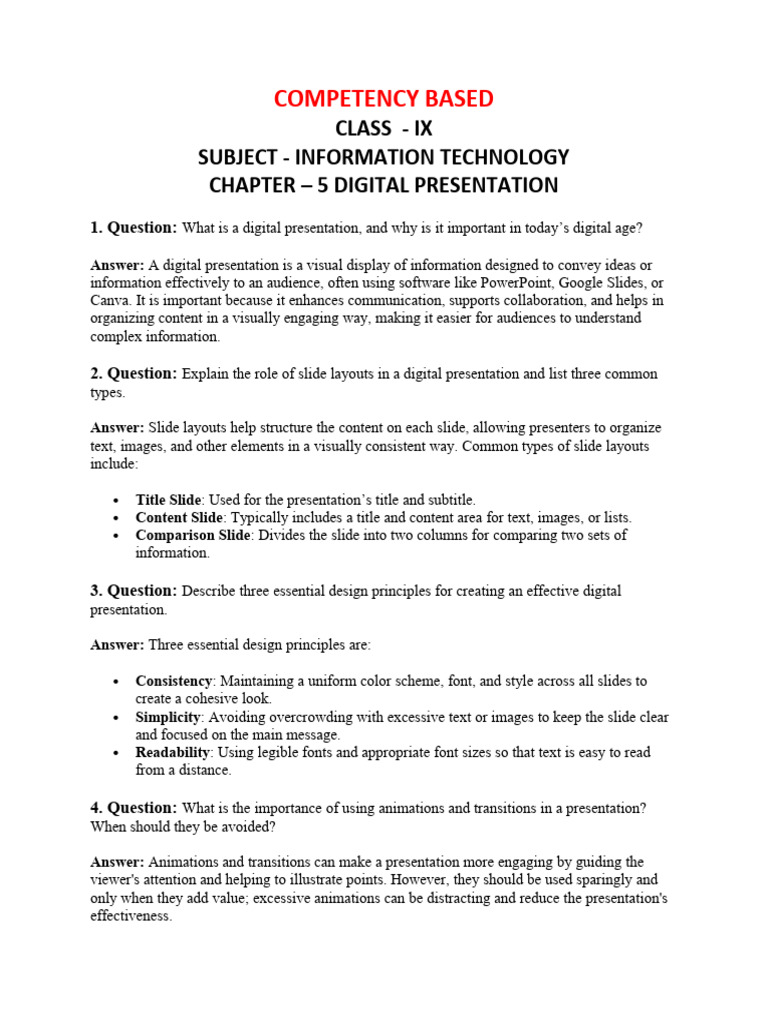 Class Ix Competency Based Information Technology Chapter - 5 | PDF ...