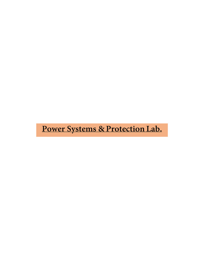 Power Systems & Protection Lab. | PDF