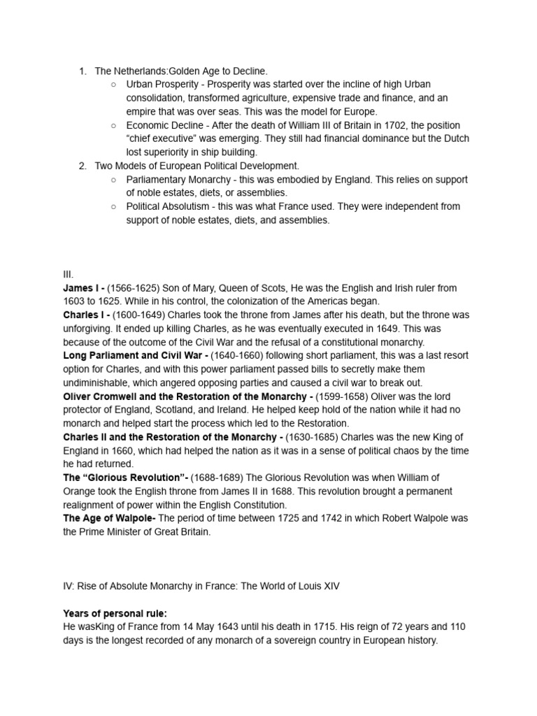 Ch. 13 Outline Activity | PDF | English Civil War | Parliament