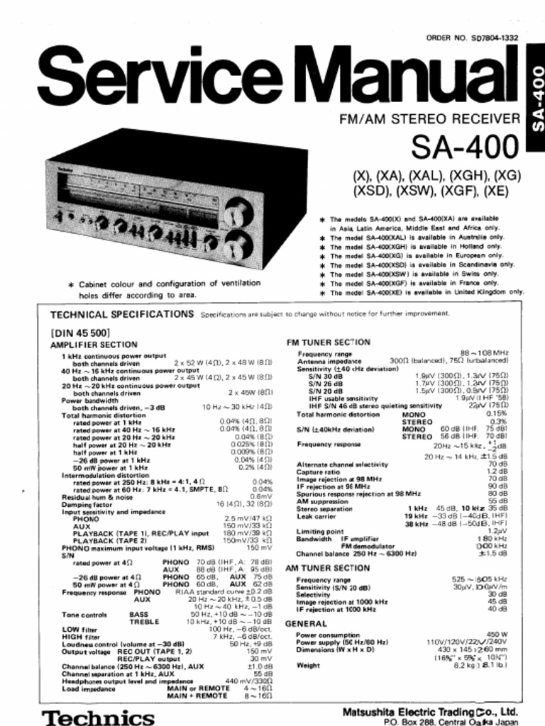 Technics+Sa 400 | PDF