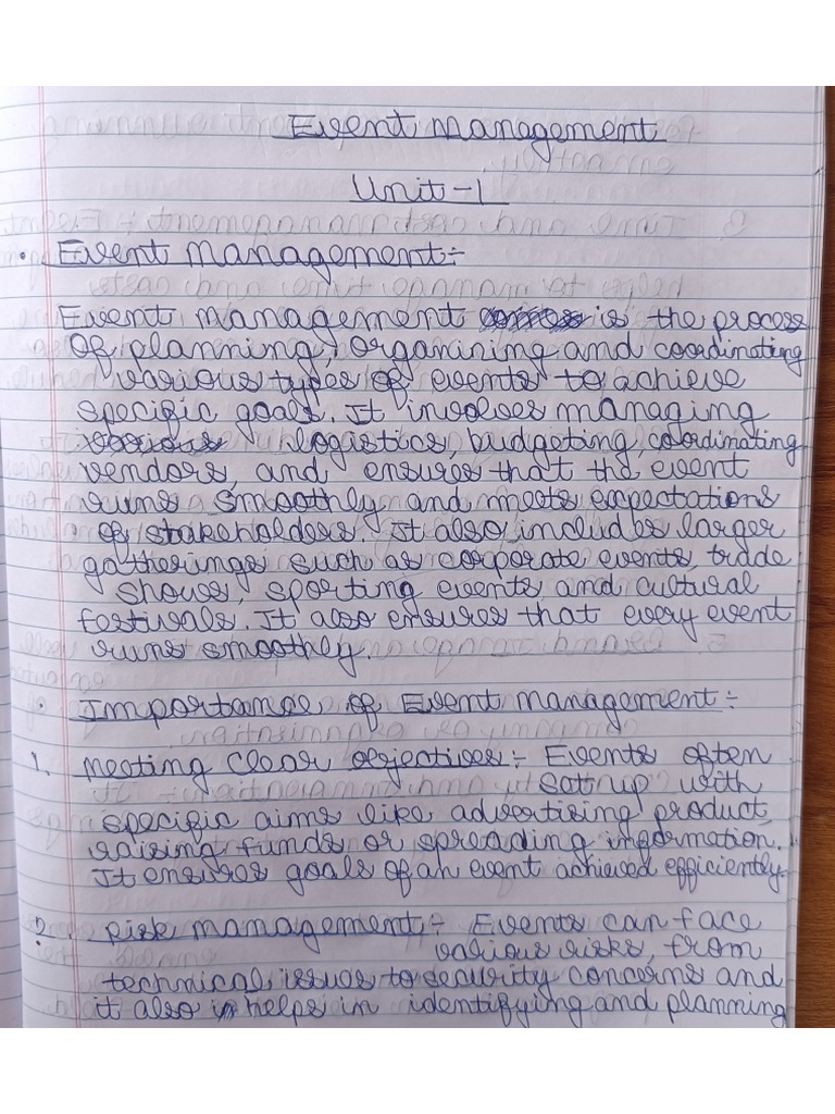 Event Management Unit - 1 and Unit-2 Notes | PDF