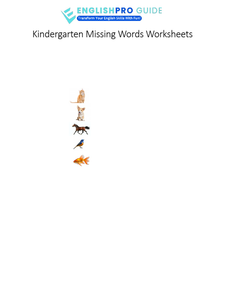 Kindergarten Missing Words Worksheets | PDF | Language Arts ...