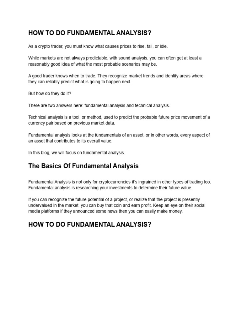 How To Do Fundamental Analysis | PDF | Technical Analysis | Cryptocurrency