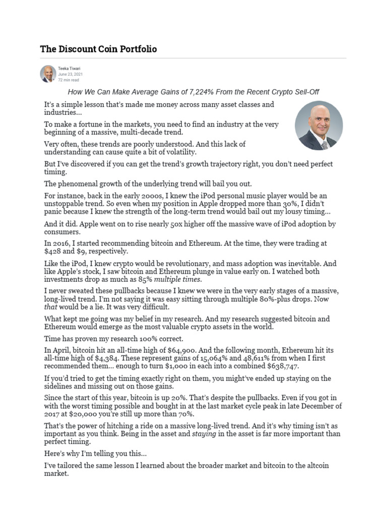 The Discount Coin Portfolio PDF | PDF | Cryptocurrency