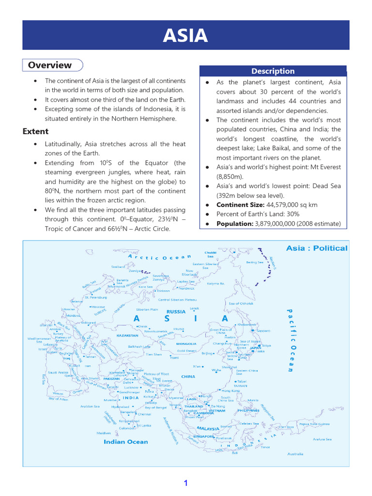 Asia: Geography and Physical Features | PDF | Rain | Asia