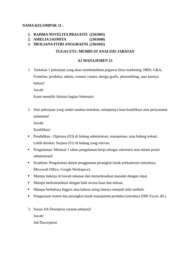 Kel.11 Msdm Sekertaris | PDF