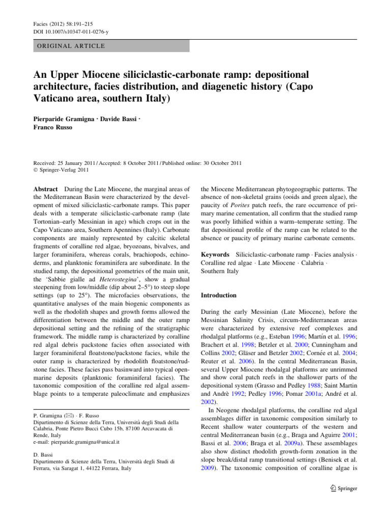 An Upper Miocene Siliciclastic-Carbonate | PDF | Reef | Sedimentary Rock
