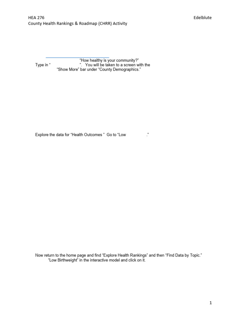 CountyHealthRankings HANDOUT COMPLETED | PDF | Mammography | Screening ...