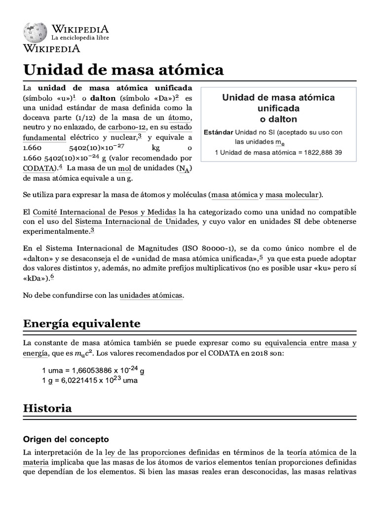 Unidad de Masa Atómica | PDF
