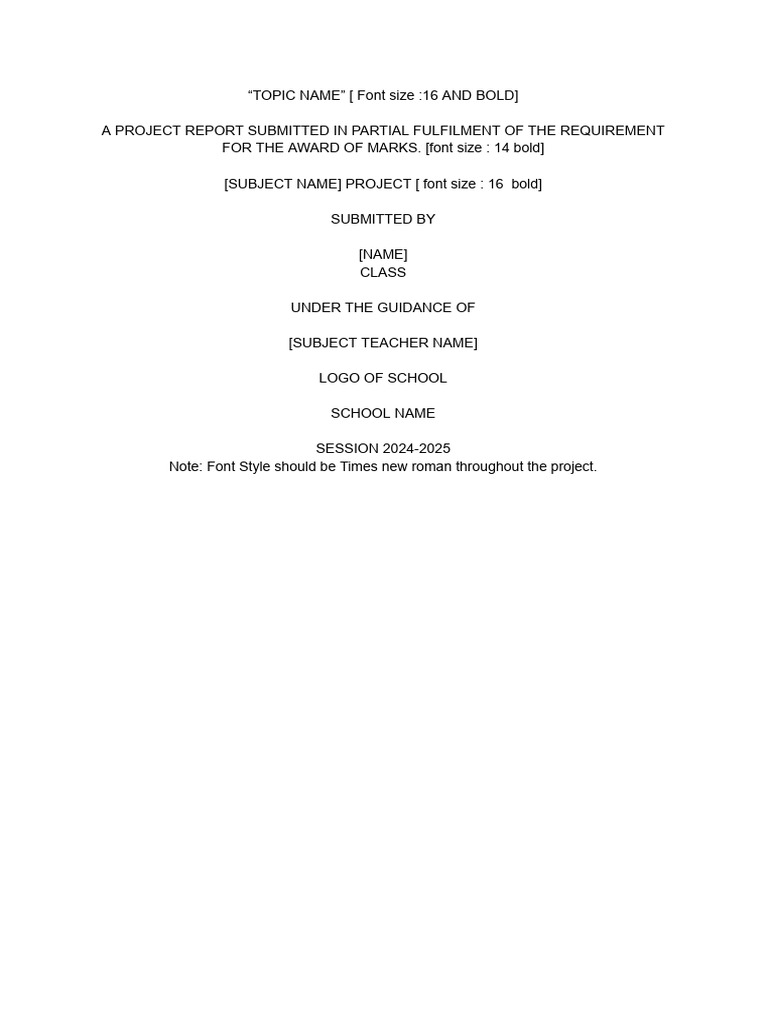 Project Format Guidelines | PDF