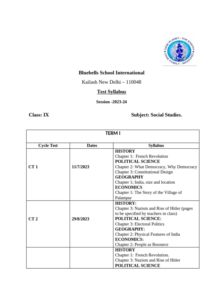 IX - SST - Revised Syllabus - 23-24 | PDF | Liberal Arts Education ...