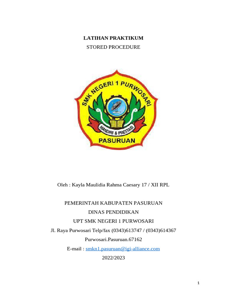 Laporan Stored Procedure | PDF