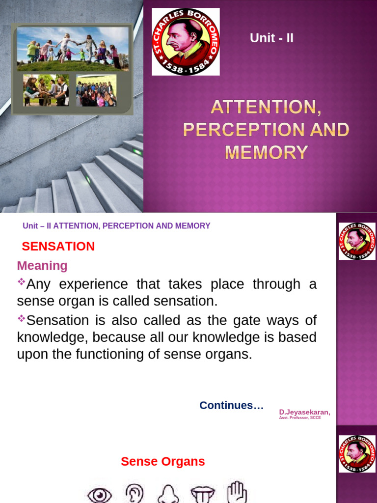 Unit II Lession 2 Edu. Psychology | PDF | Perception | Senses