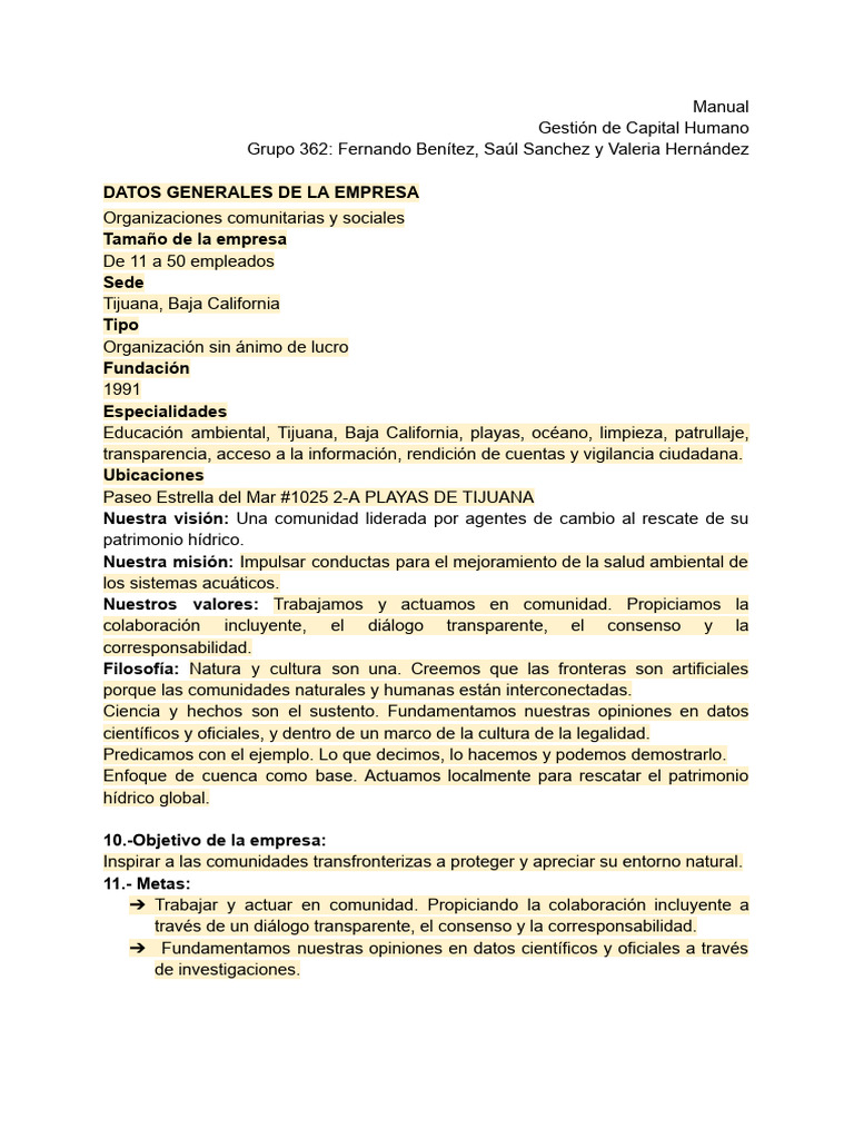 Manual RH PFEA | PDF | Gestión de recursos humanos | Agua