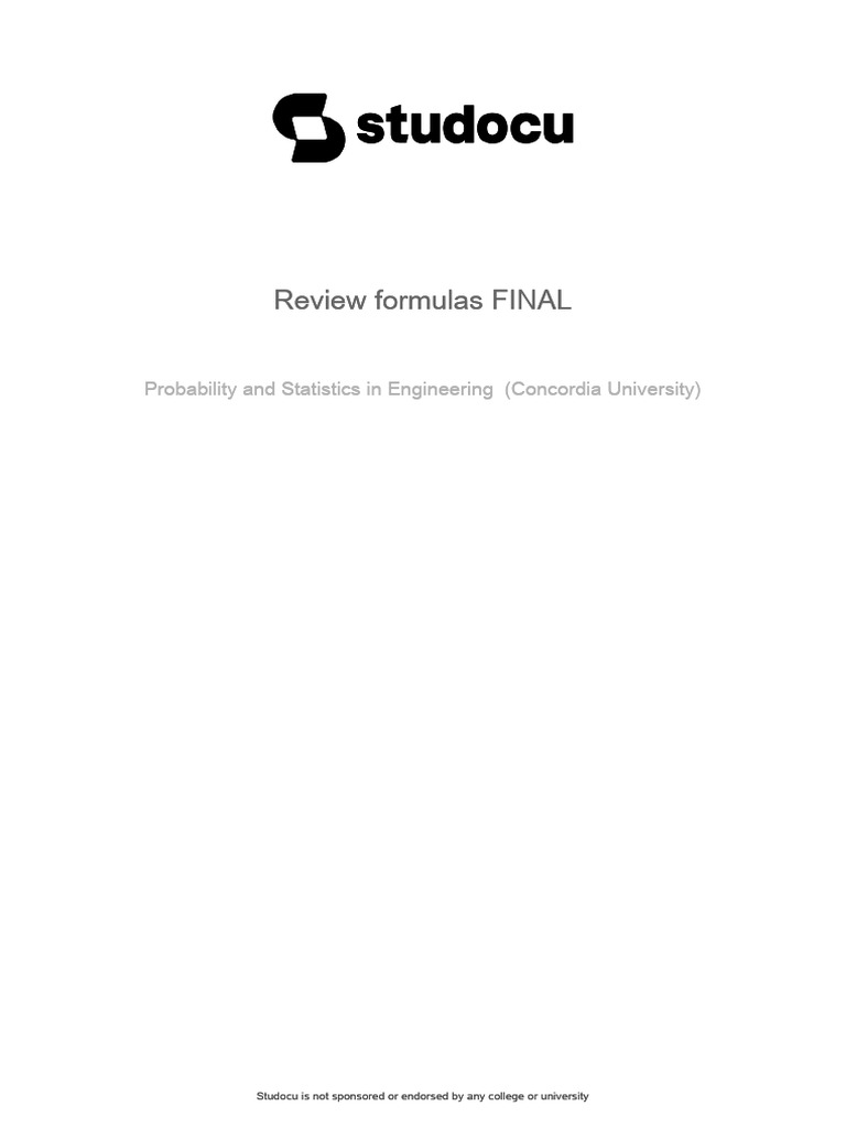 Review Formulas Final | PDF | Mathematics | Probability