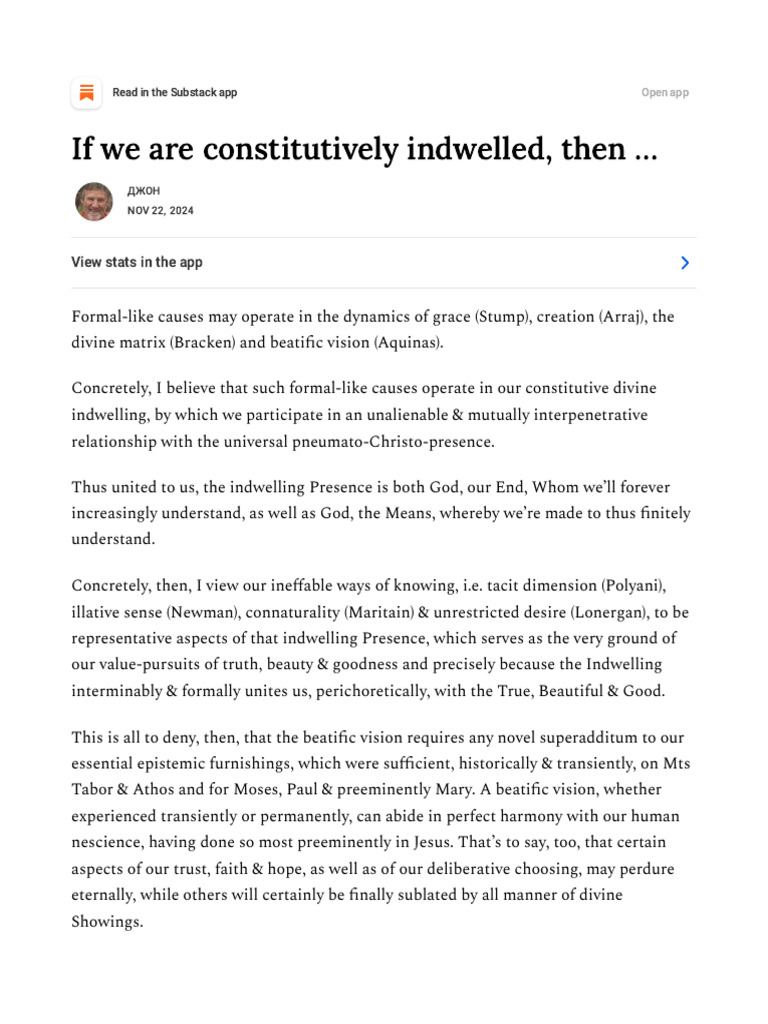 If We Are Constitutively Indwelled, Then - Syncretistic Catholicism ...