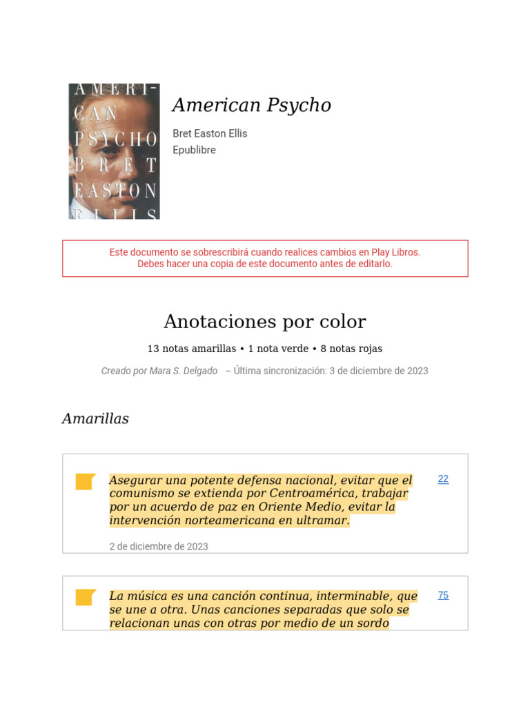 Notas de - American Psycho | PDF
