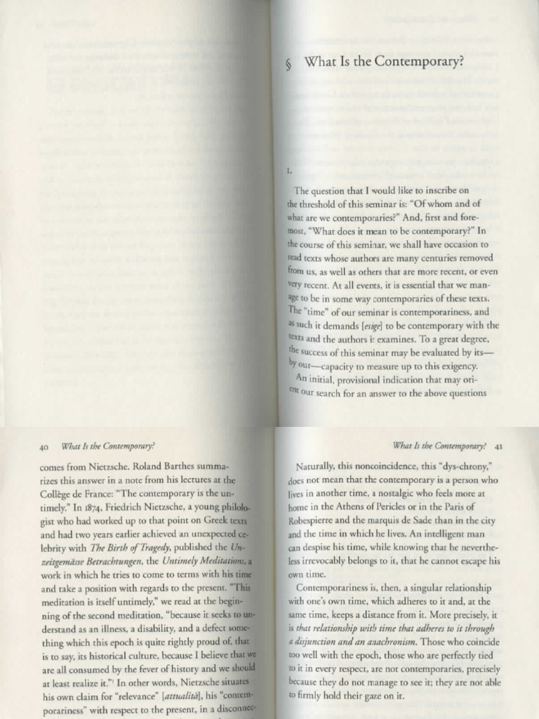 Agamben What Is Contemporary | PDF