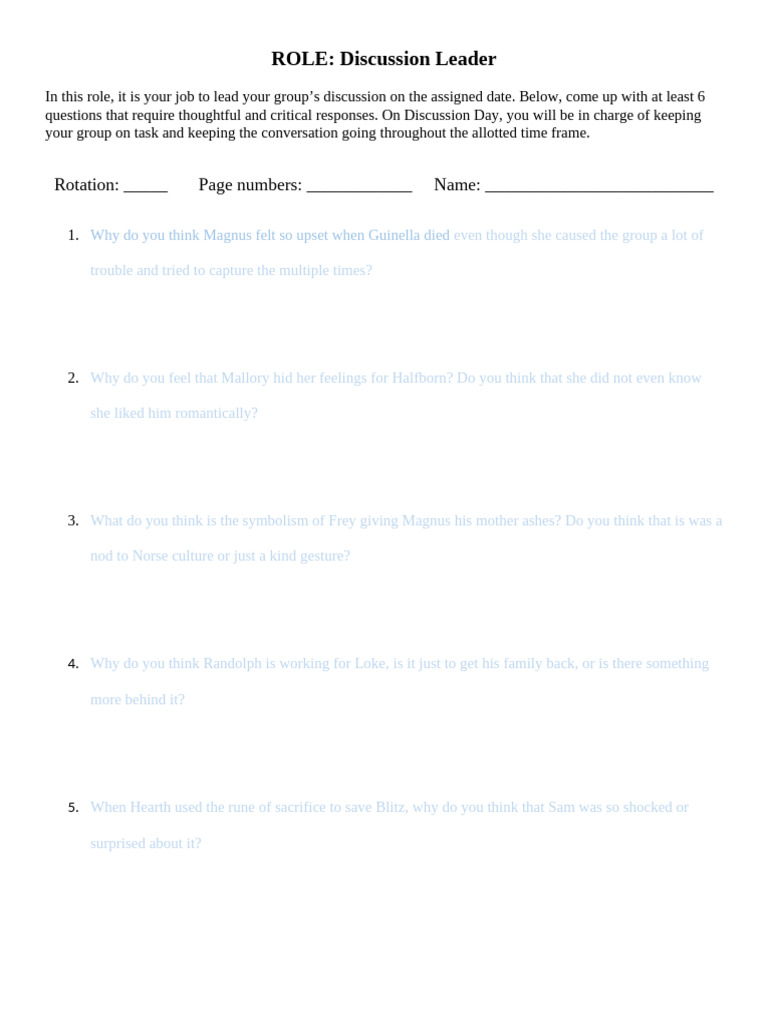 Role Discussion - Leader | PDF