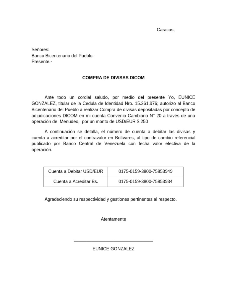 Formato Compra Divisas Dicom (Menudeo) | PDF | Derecho