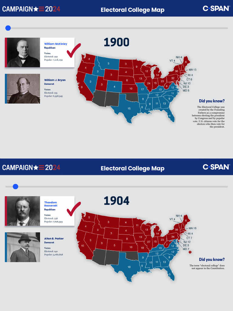 Electoral College Maps - 1900 To 2024 | PDF | Faithless Elector ...