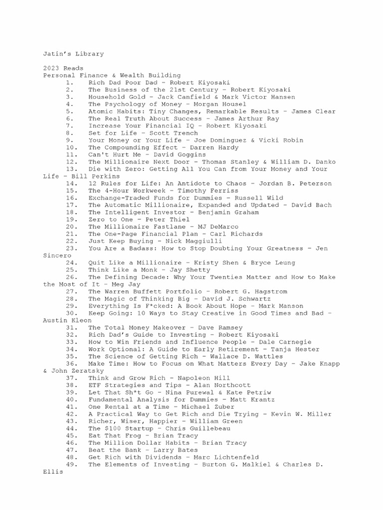 Jatin's Read List | PDF