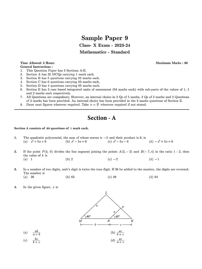MA Sample Paper 9 Unsolved | PDF