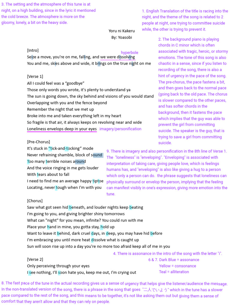 Song Analysis (English Translations) | PDF | Song Structure