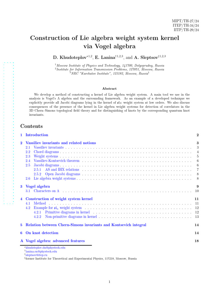 Construction of Lie Algebra Weight System Kernel Via Vogel Algebra ...