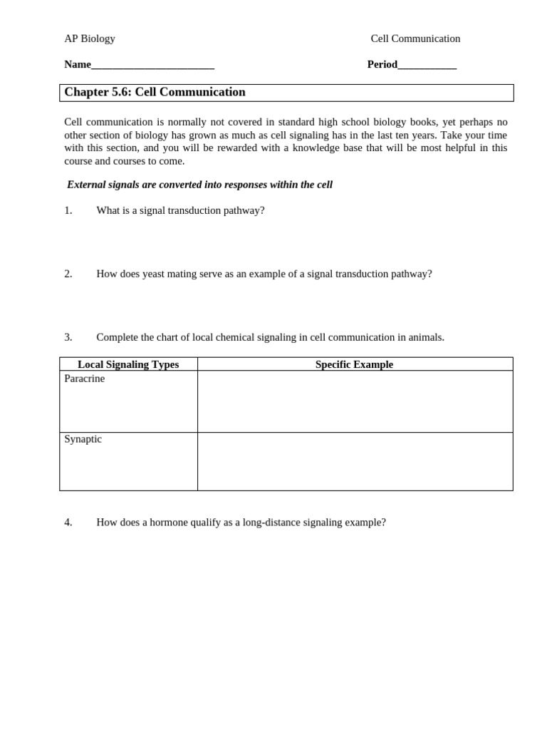 Chapter 11 Cell Communication - BioInFocus | PDF | Cell Signaling ...