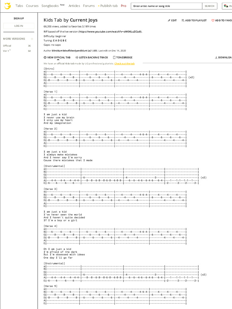 KIDS TAB by Current Joys @ | PDF | Music Industry | Albums