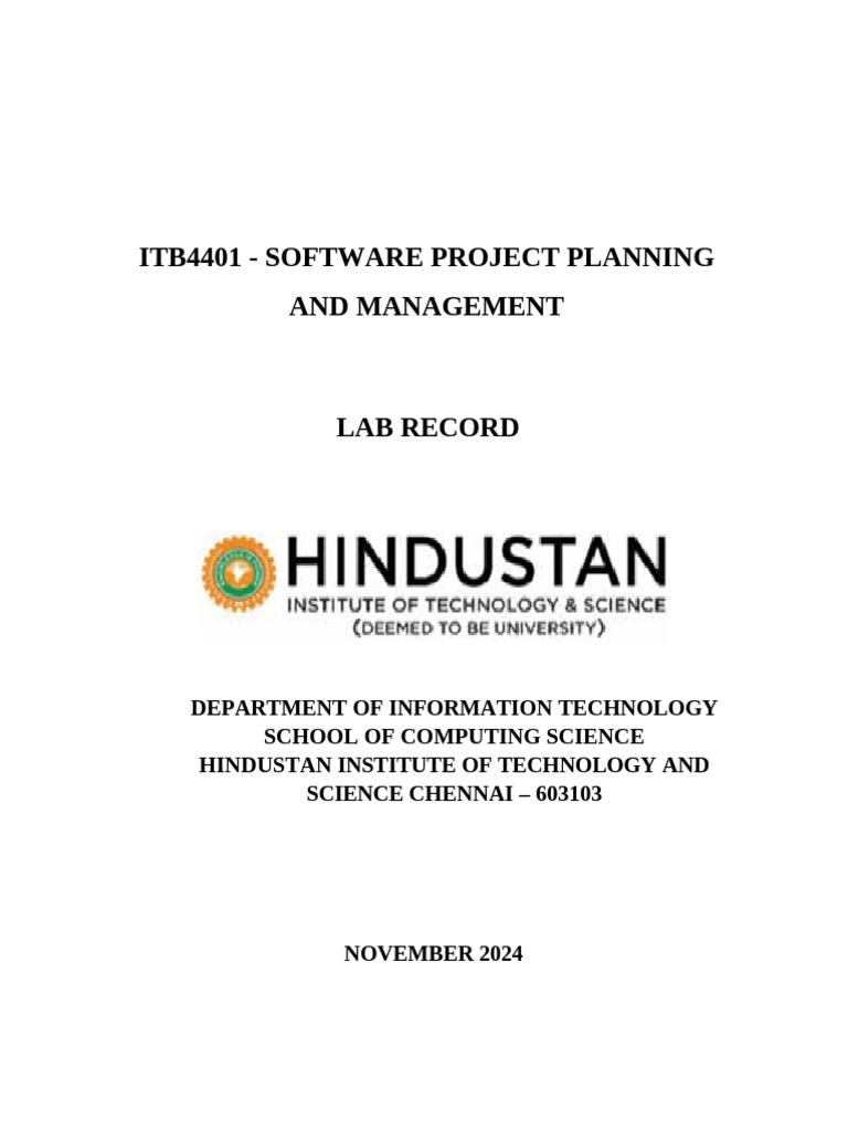 SPM Lab Manual Final Year | PDF | Project Management | Microsoft Excel