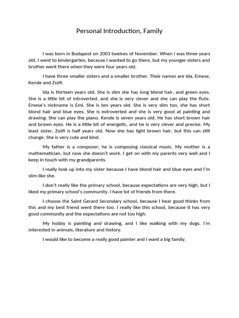 Family, Personal Introduction | PDF