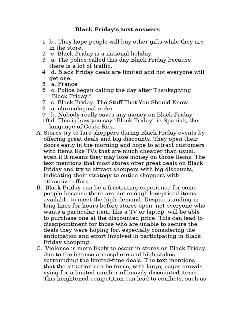 Black Friday Text Answers | PDF | Social Science