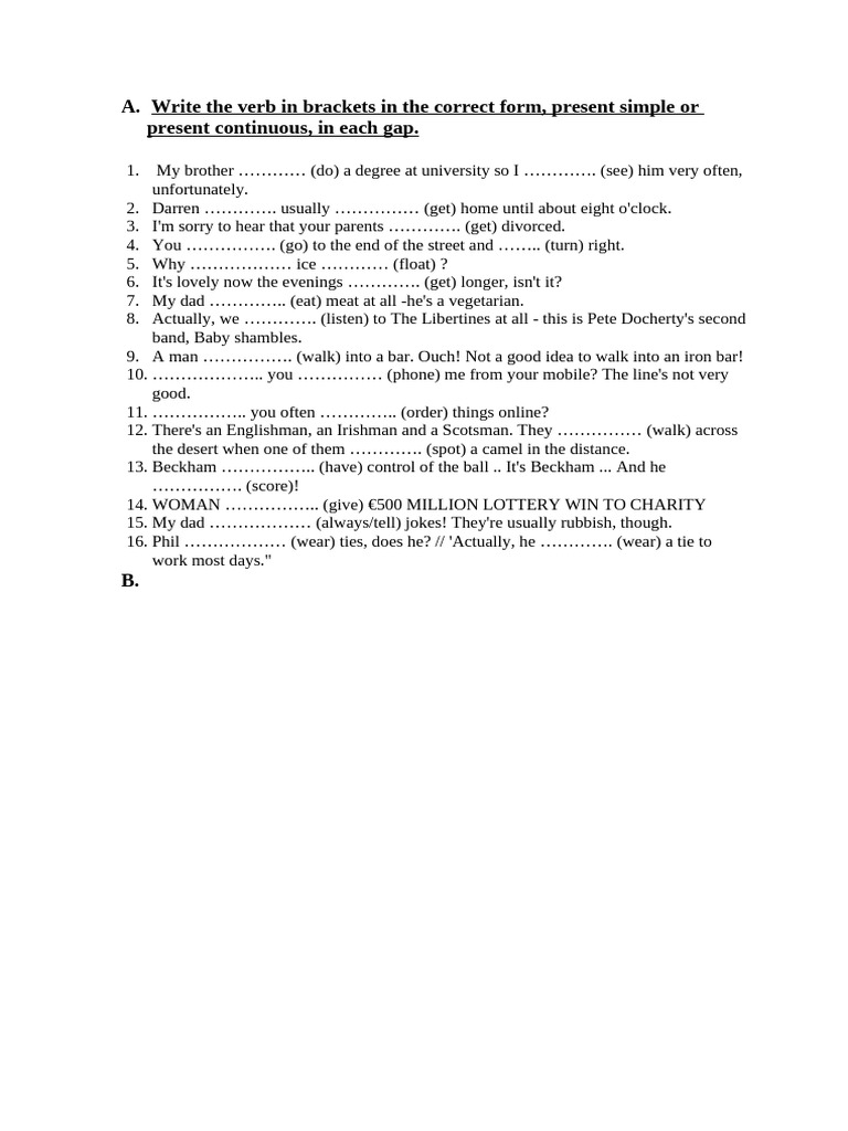 Write The Verb in Brackets in The Correct Form | PDF | Language Arts & Discipline | Foreign ...