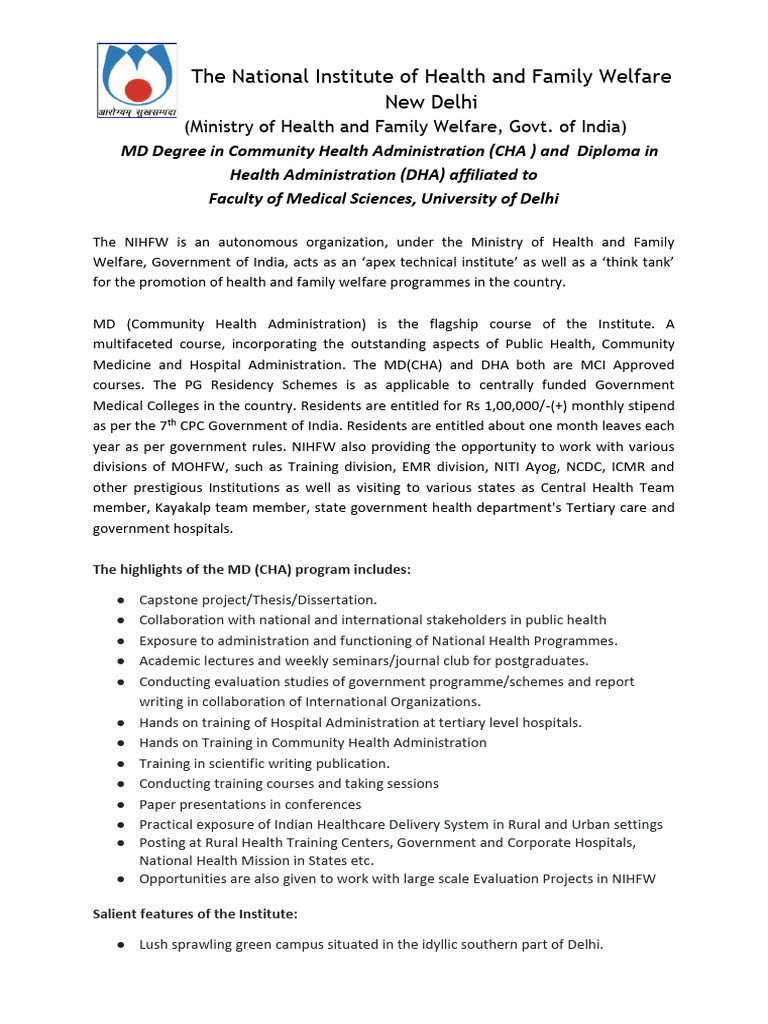 MD in Community Health Administration | PDF | Doctor Of Medicine ...