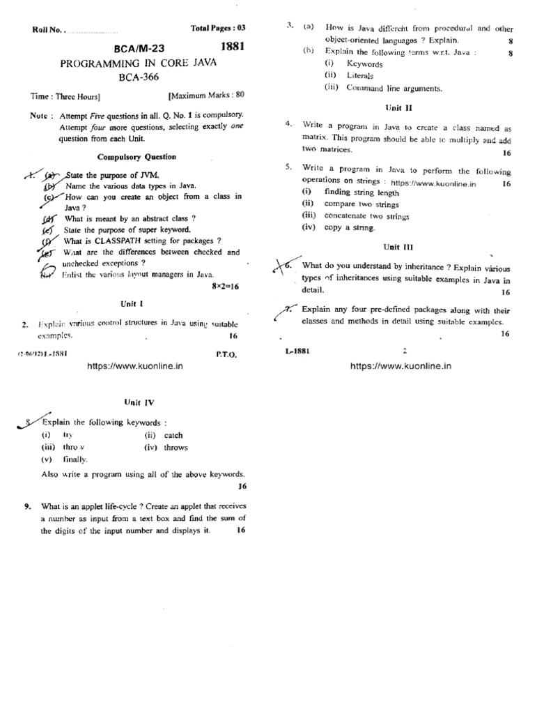 Que PPR | PDF | Java (Programming Language) | Class (Computer Programming) Que PPR | PDF | Java (Programming Language) | Class (Computer Programming)