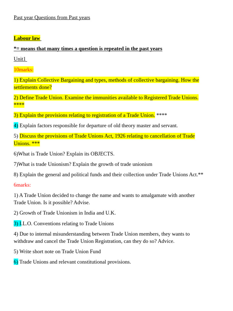 Labour Law Qs Sem 2 Froms QPS | PDF | Strike Action | Labor