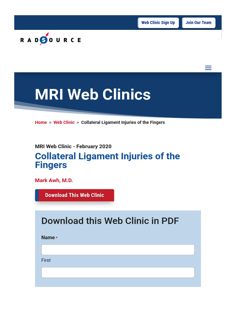 Collateral Ligament Injuries of The Fingers - Radsource | PDF ...