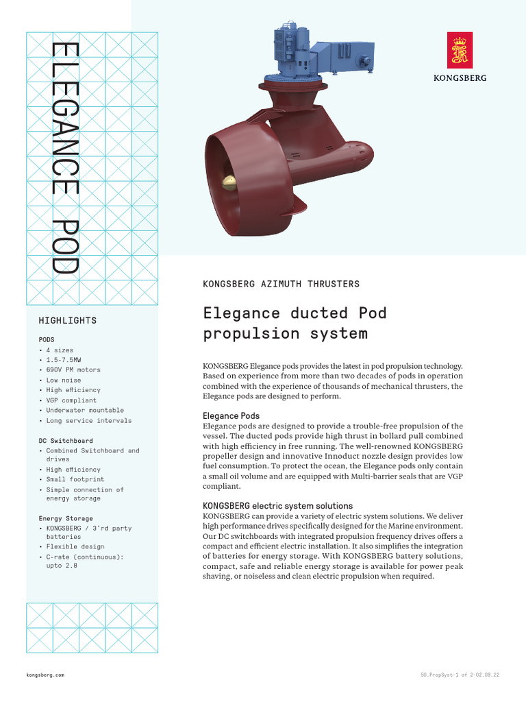 KONGSBERG Elegance Pod Propulsion System | PDF | Propulsion | Rocket Engine
