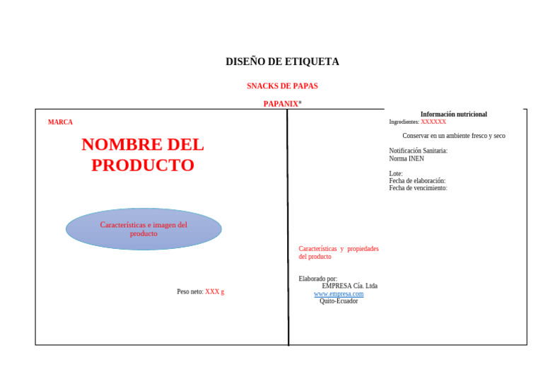 FORMATO Diseño Etiqueta | PDF