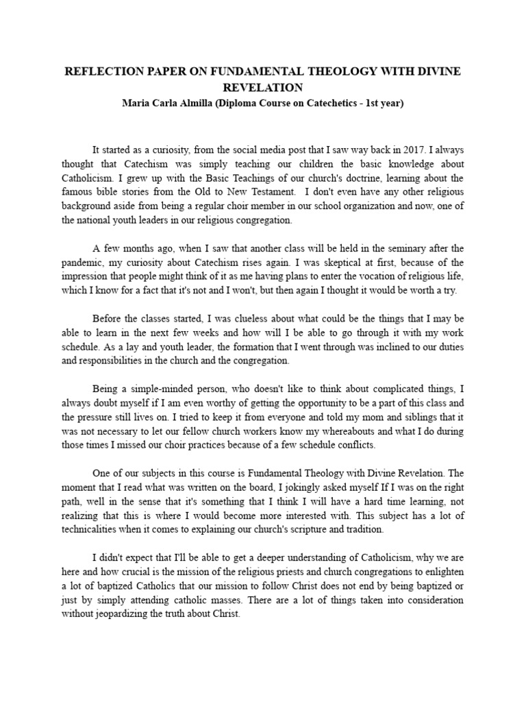 Fundamental Theology Reflection | PDF | Faith | God